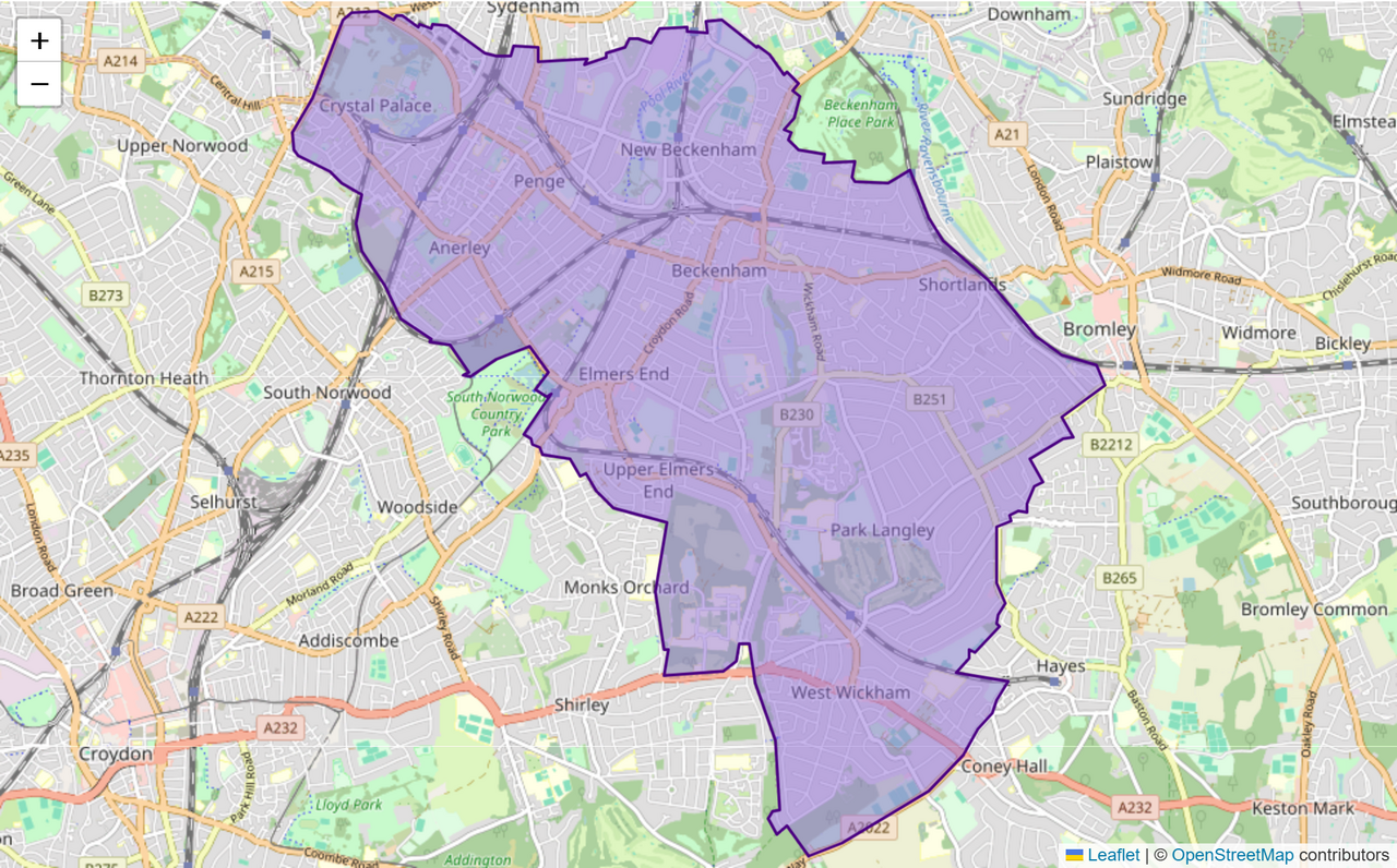 Beckenham and Penge Constituency: Map, Wards & Population Data ...