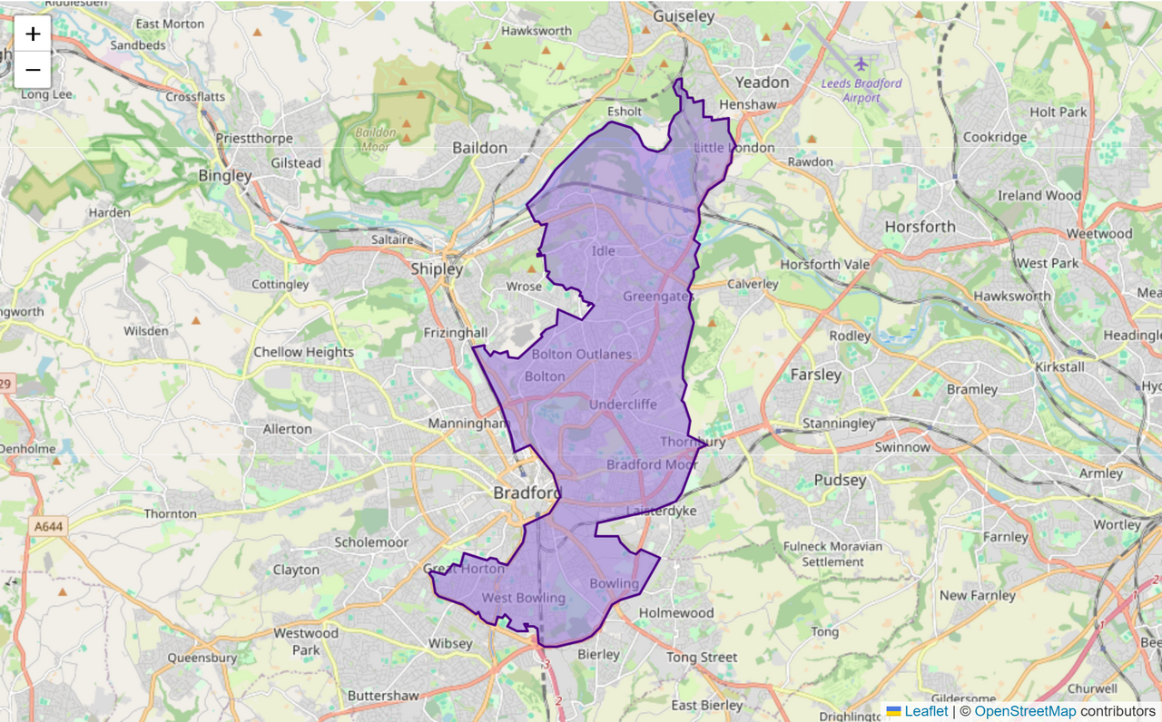 Bradford East Constituency: Map, Wards & Population | Baseview UK