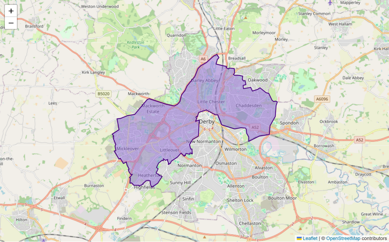 Derby North Constituency: Map, Wards & Population | Baseview UK