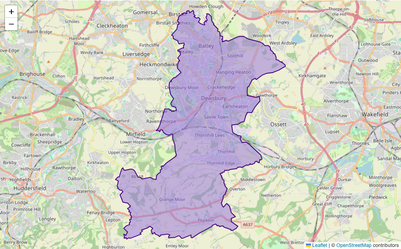 Dewsbury and Batley Constituency: Map, Wards & Population Data ...