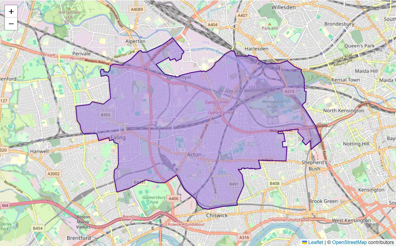 Ealing Central and Acton Constituency: Map, Wards & Population
