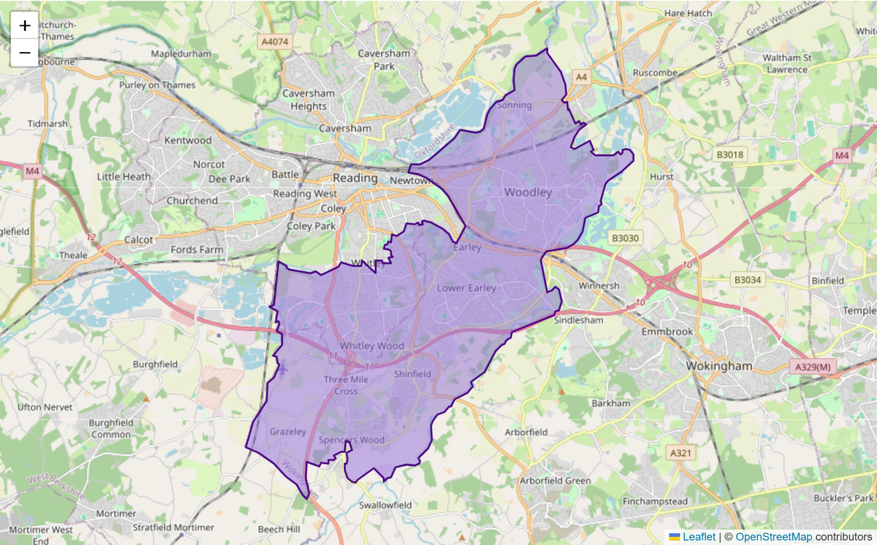 Earley and Woodley Constituency: Map, Wards & Population | Baseview UK