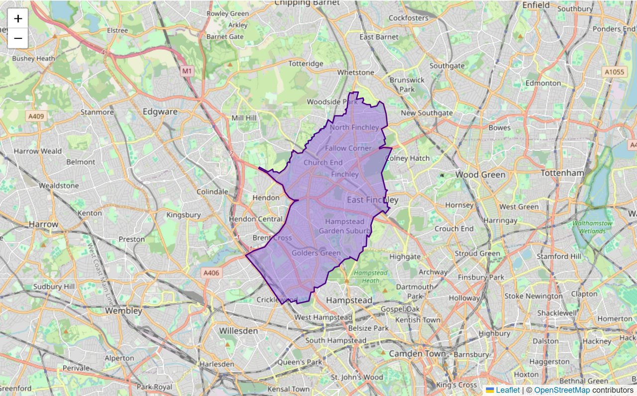 Finchley and Golders Green Constituency: Map, Wards & Population