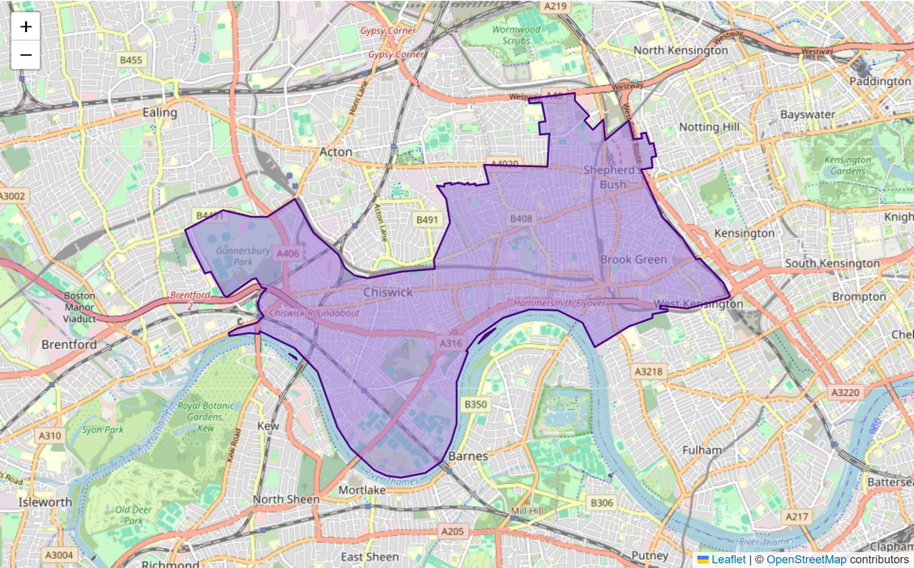 Hammersmith and Chiswick Constituency: Map, Wards & Population