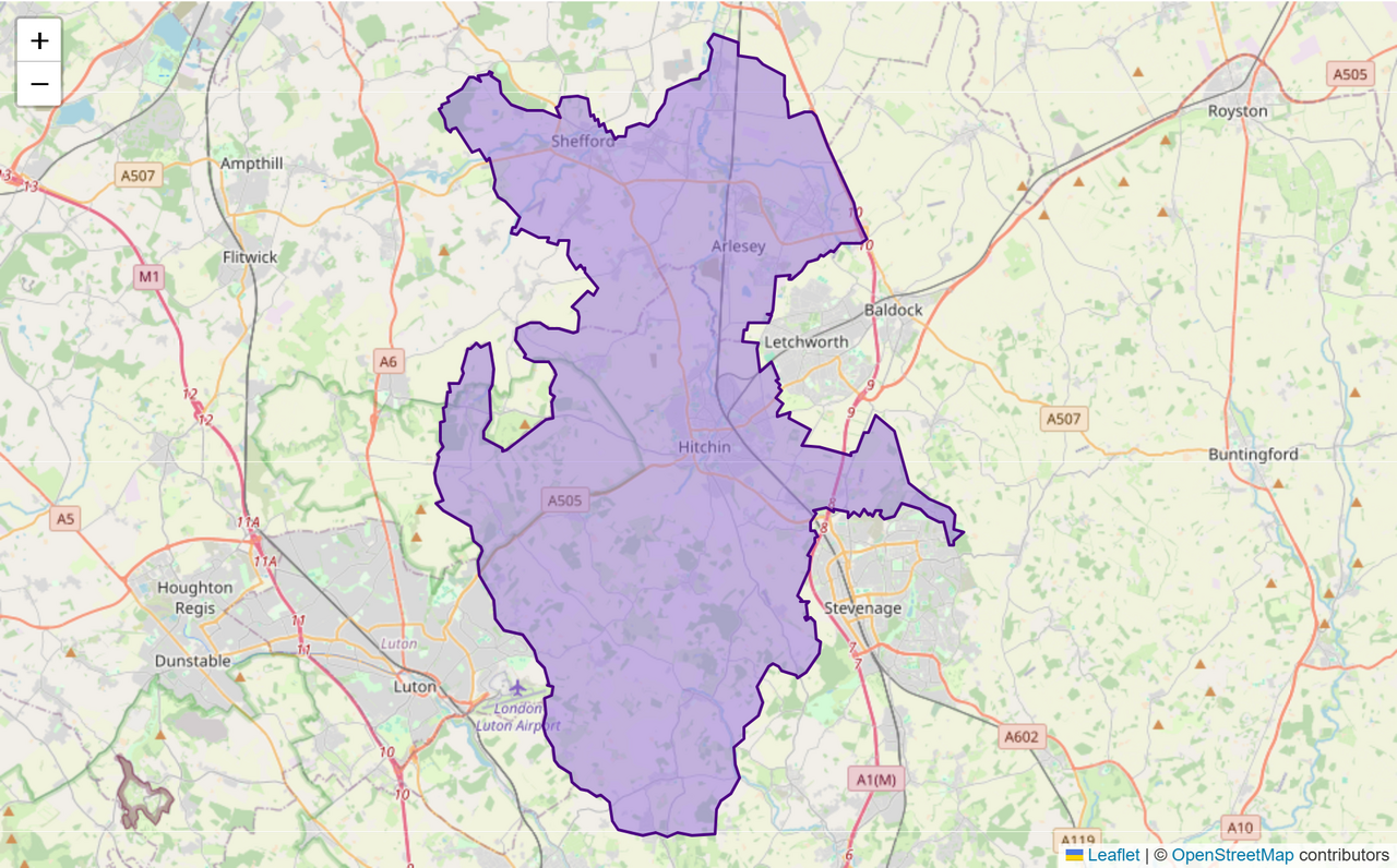 Hitchin Constituency: Map, Wards & Population | Baseview UK