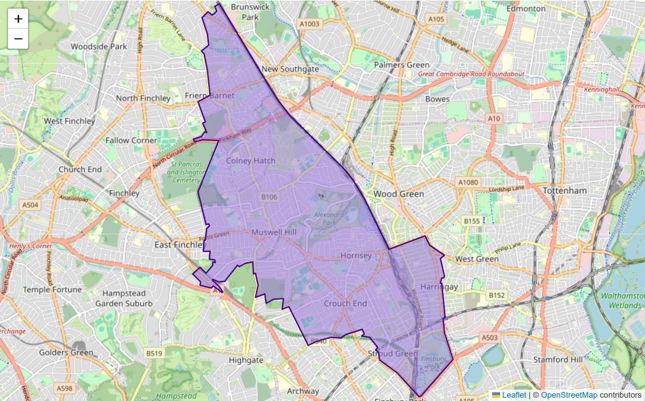 Hornsey and Friern Barnet Constituency: Map, Wards & Population Data ...