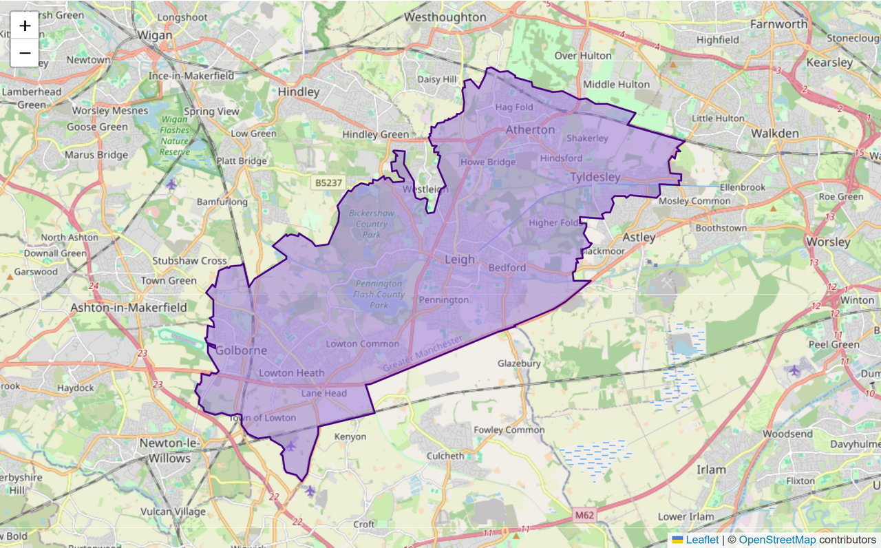 Leigh and Atherton Constituency: Map, Wards & Population Data | Baseview UK