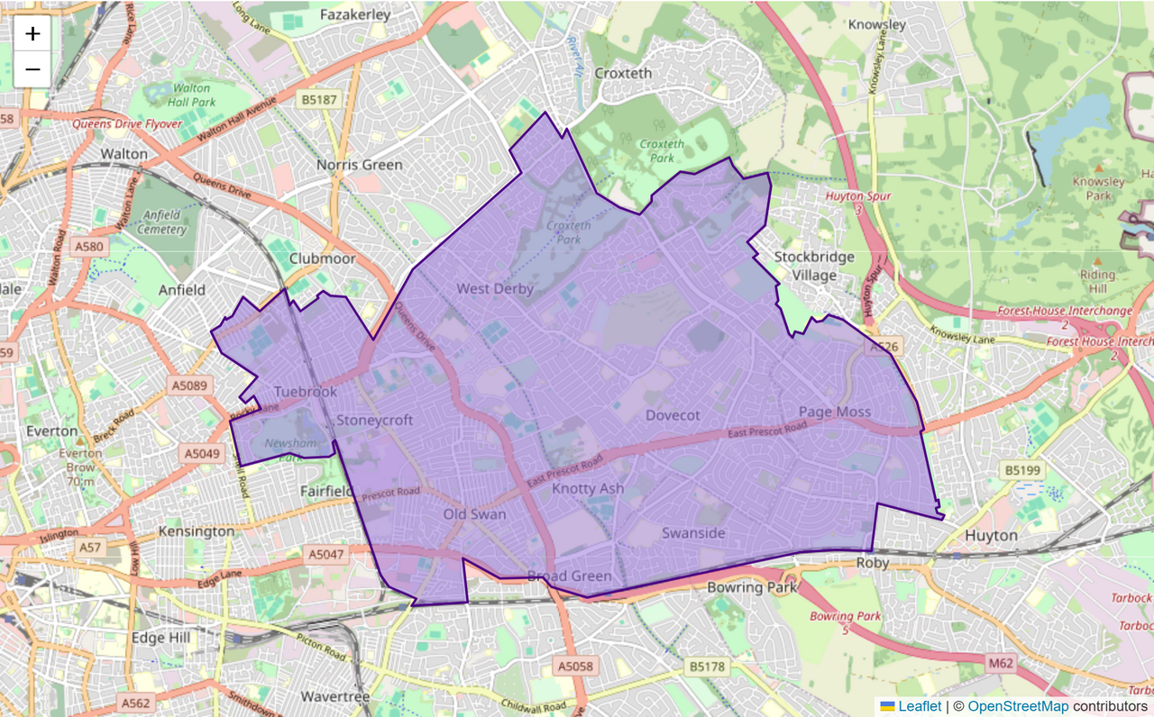 Liverpool West Derby Constituency: Map, Wards & Population