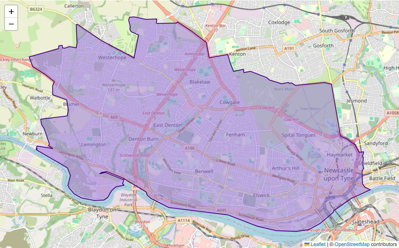 Newcastle upon Tyne Central and West Constituency: Map, Wards & Population