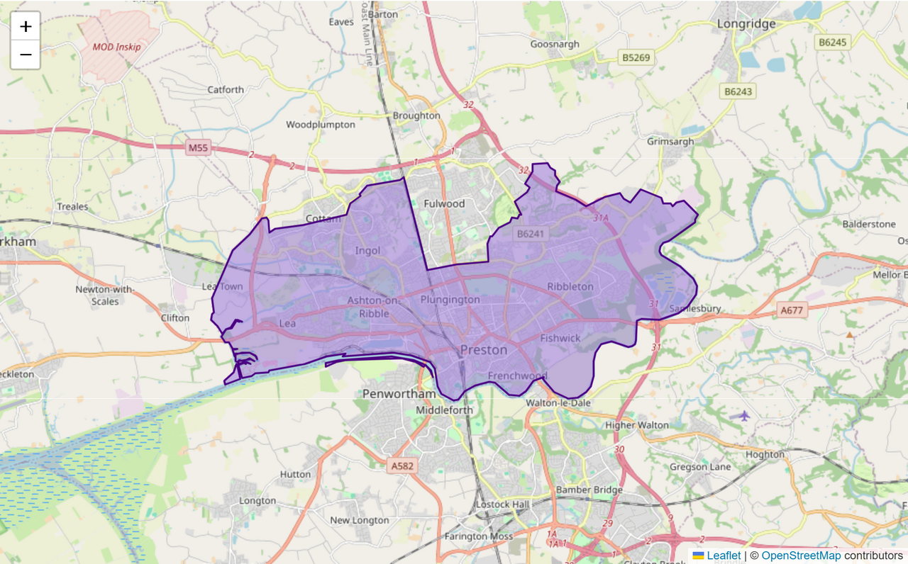 Preston Constituency: Map, Wards & Population Data | Baseview UK
