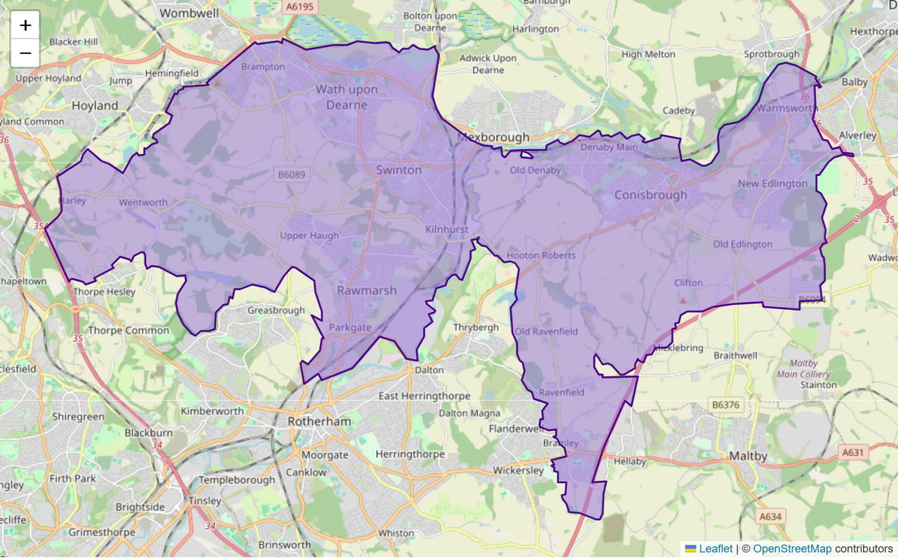 Rawmarsh and Conisbrough Constituency: Map, Wards & Population