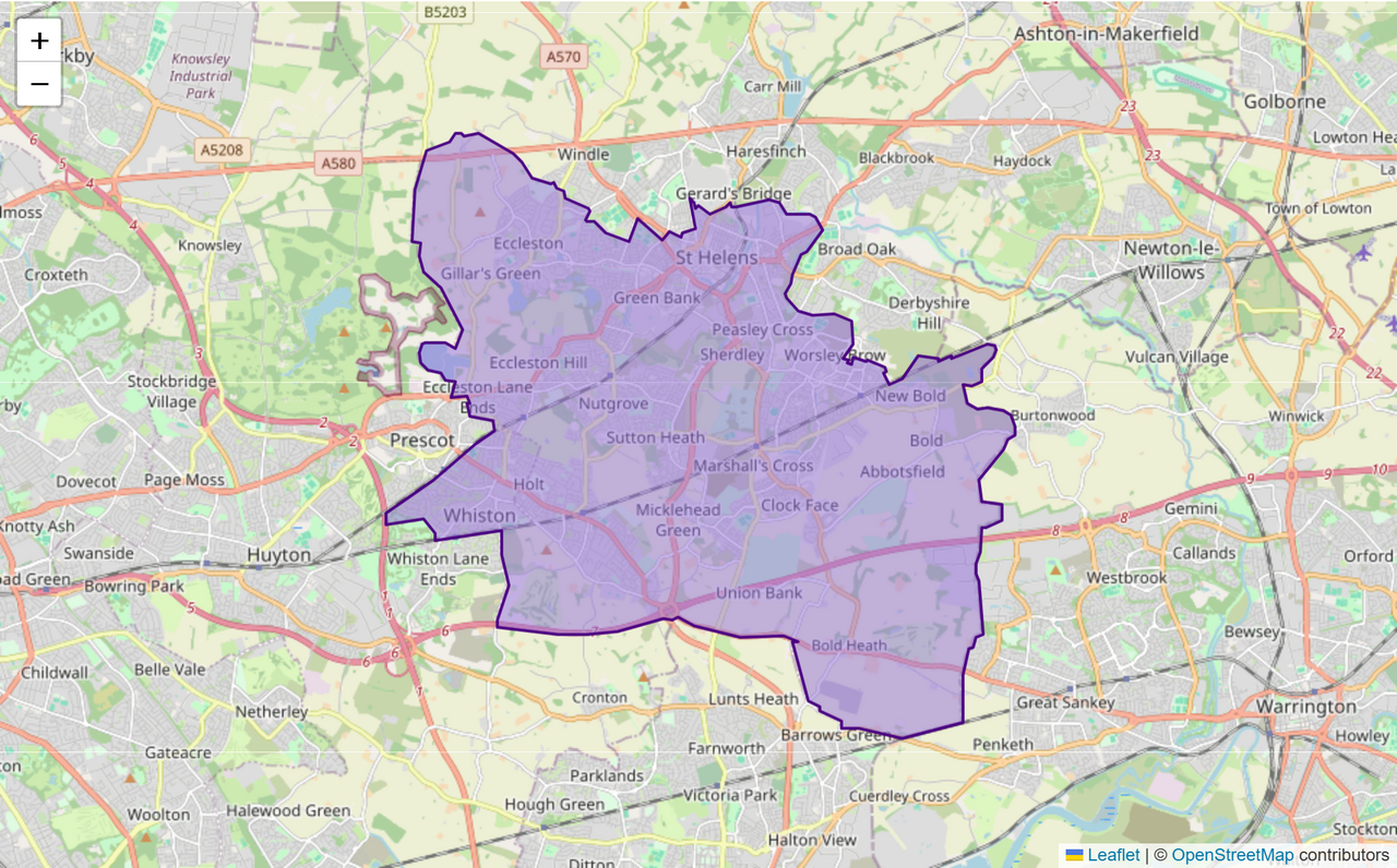 St Helens South and Whiston Constituency: Map, Wards & Population