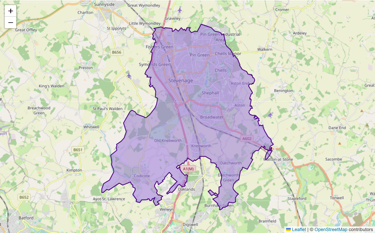 Stevenage Constituency: Map, Wards & Population | Baseview UK