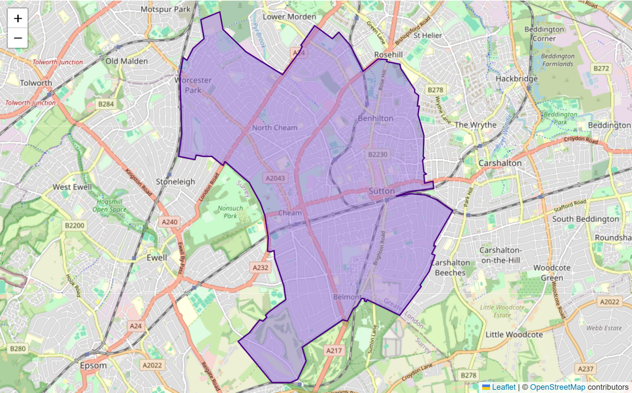 Sutton and Cheam Constituency: Map, Wards & Population | Baseview UK