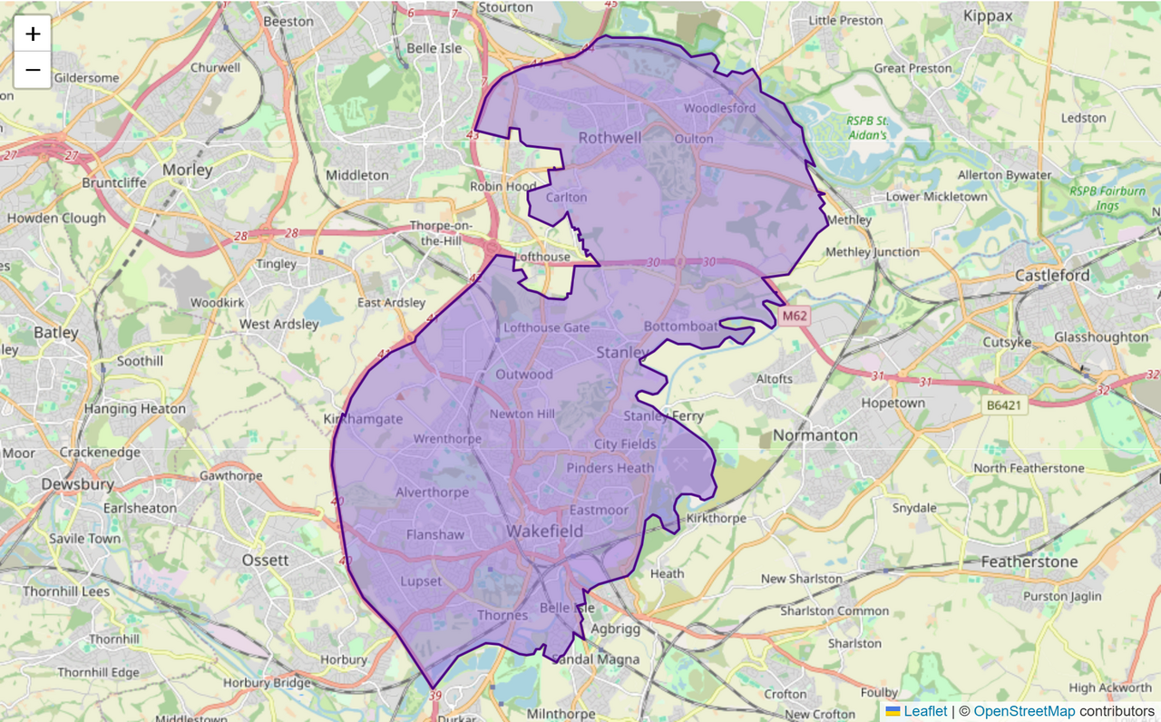Wakefield and Rothwell Constituency: Map, Wards & Population Data ...