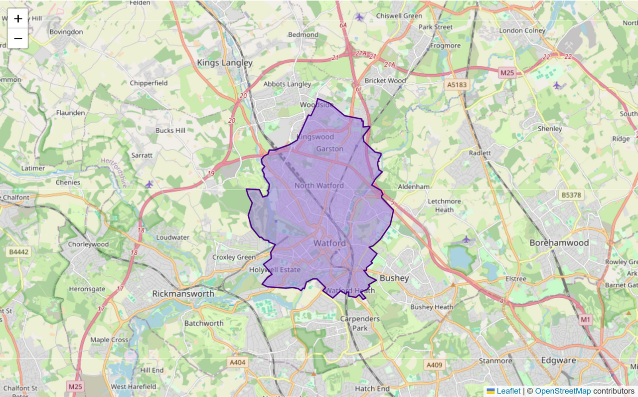 Watford Constituency: Map, Wards & Population Data | Baseview UK