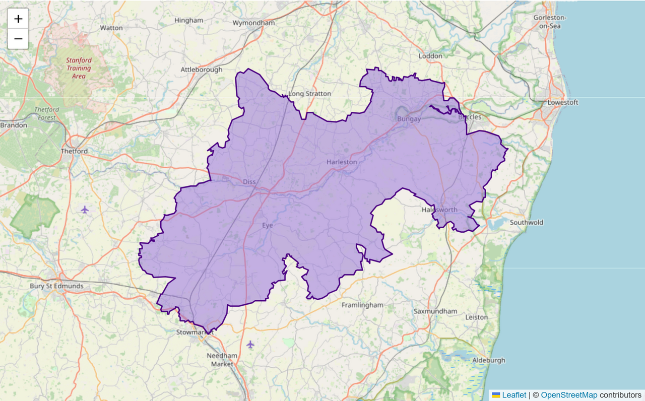 Waveney Valley Constituency: Map, Wards & Population Data | Baseview UK