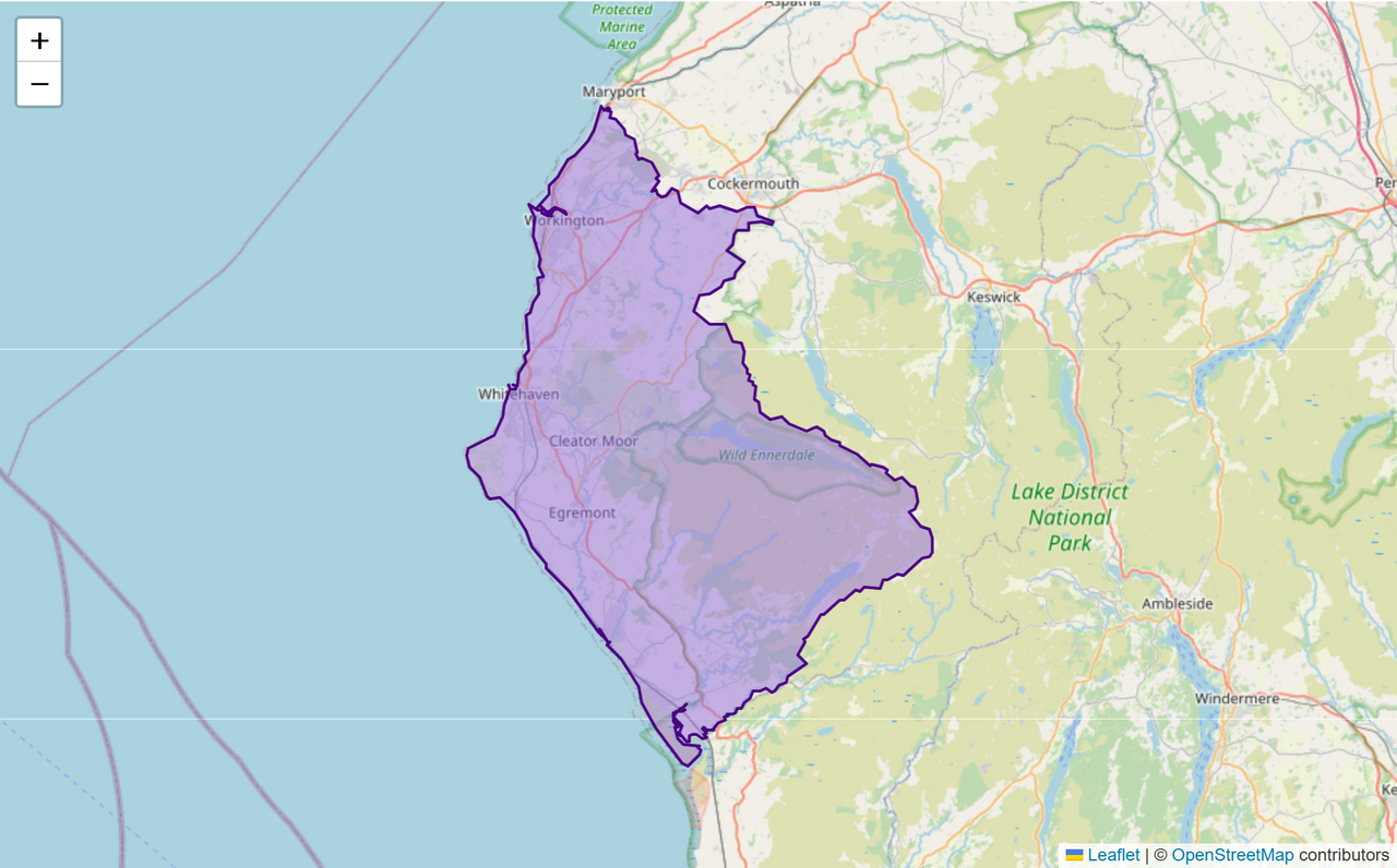 Whitehaven and Workington Constituency: Map, Wards & Population