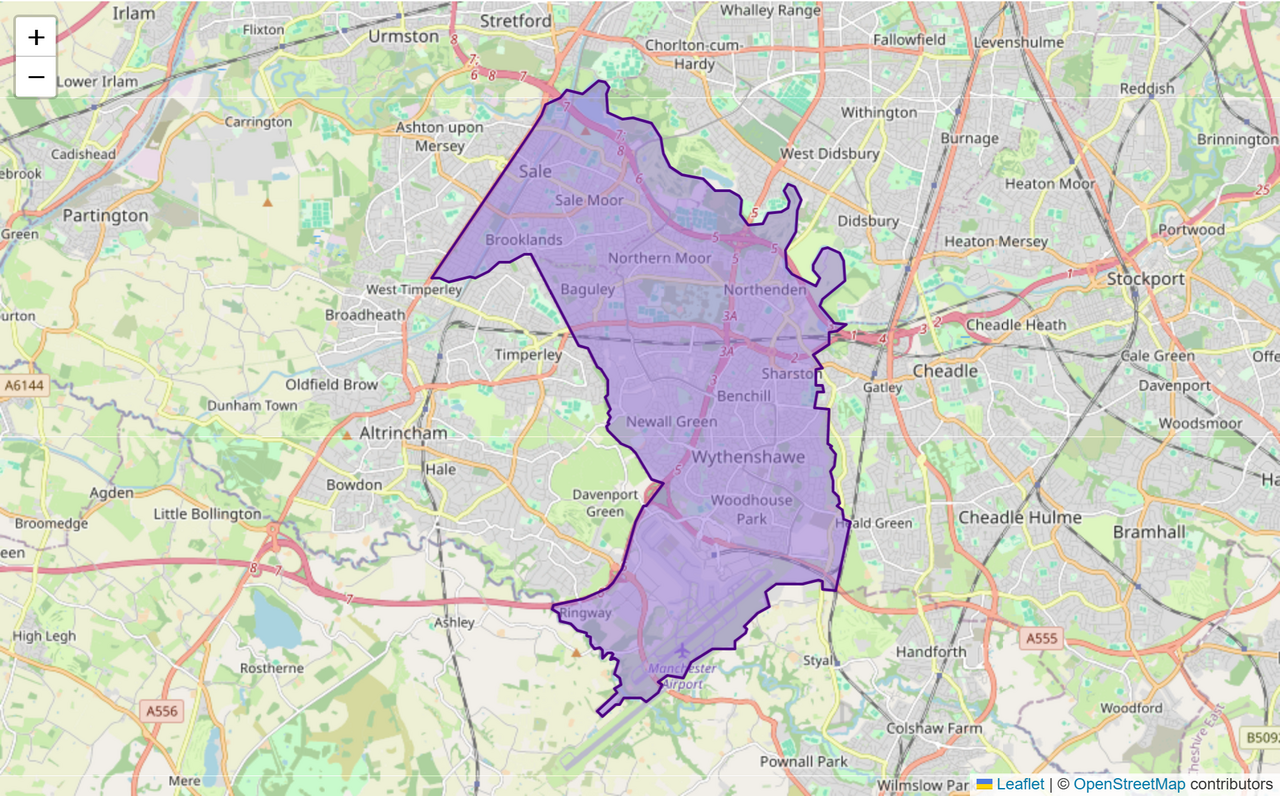 Wythenshawe and Sale East Constituency: Map, Wards & Population