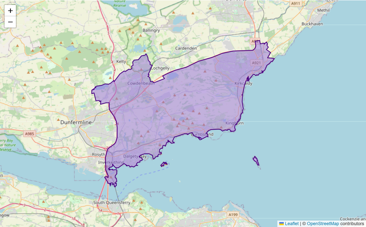 Cowdenbeath and Kirkcaldy Constituency: Map, Wards & Population