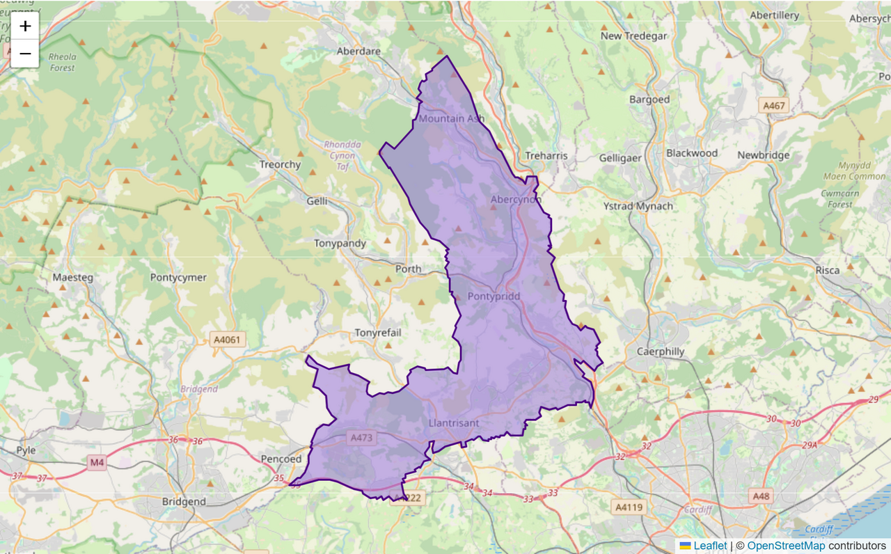 Pontypridd Constituency: Map, Wards & Population Data | Baseview UK