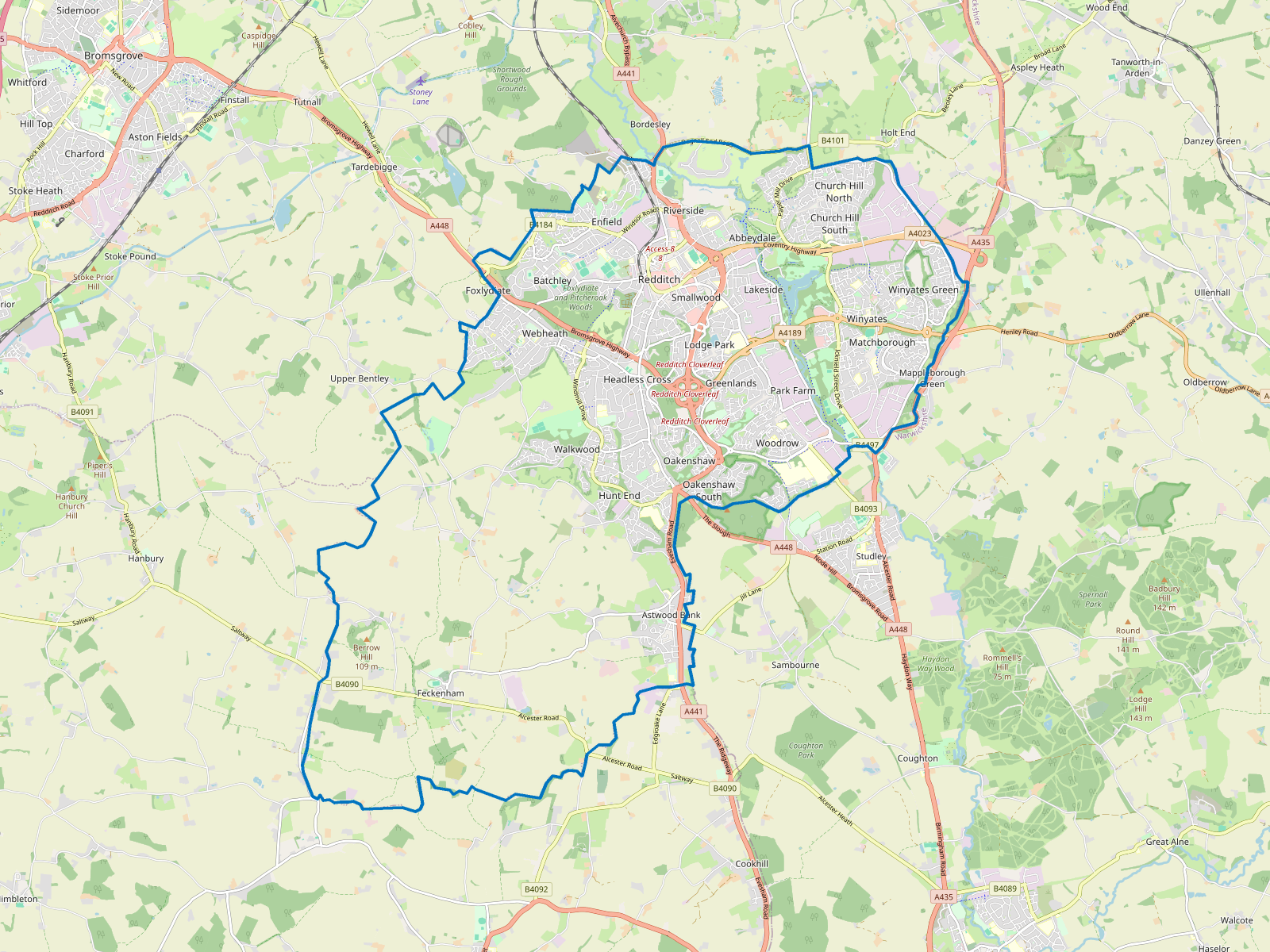 Redditch Local Authority District (Worcestershire) | BaseView UK